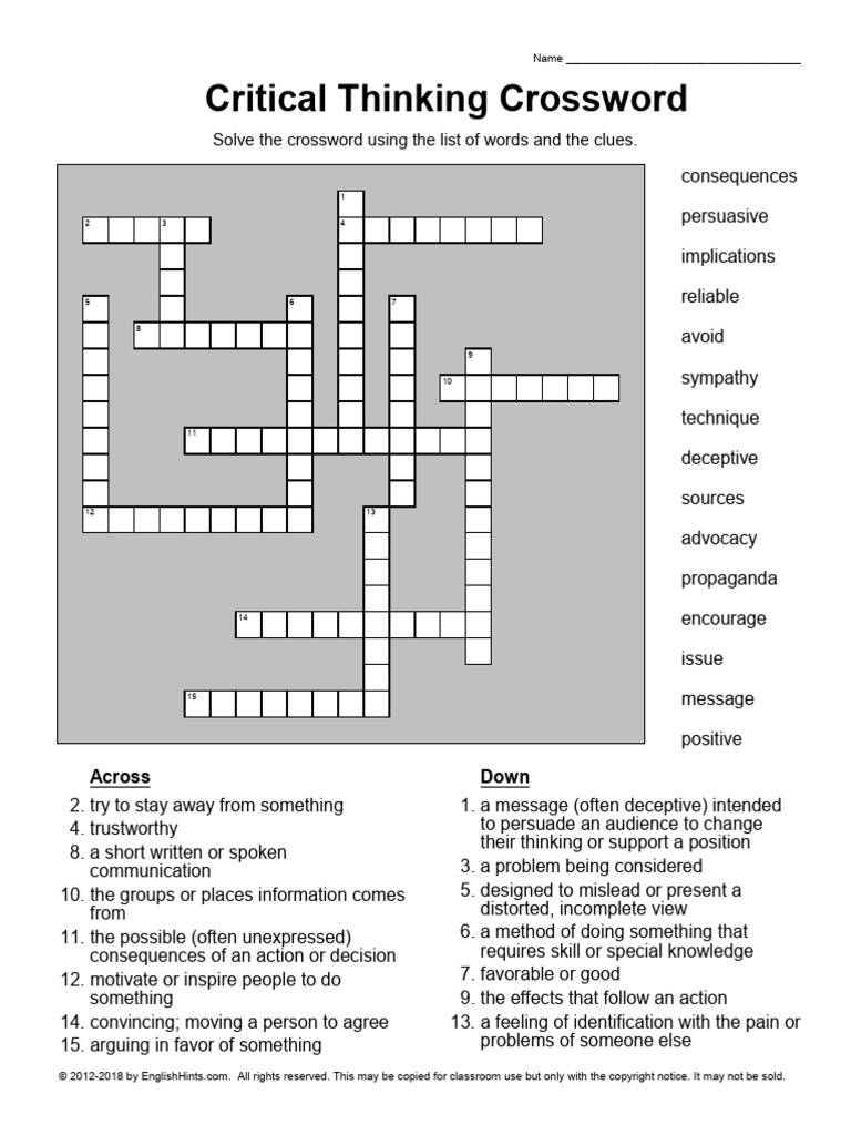 Critical Thinking XWD | PDF