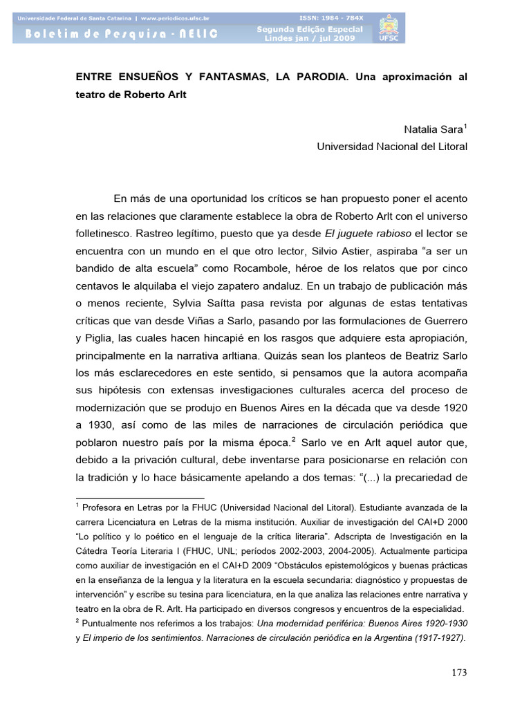 Entre Sueños y Fantasmas. Una Aproximación A La Obra de Roberto Arlt | PDF