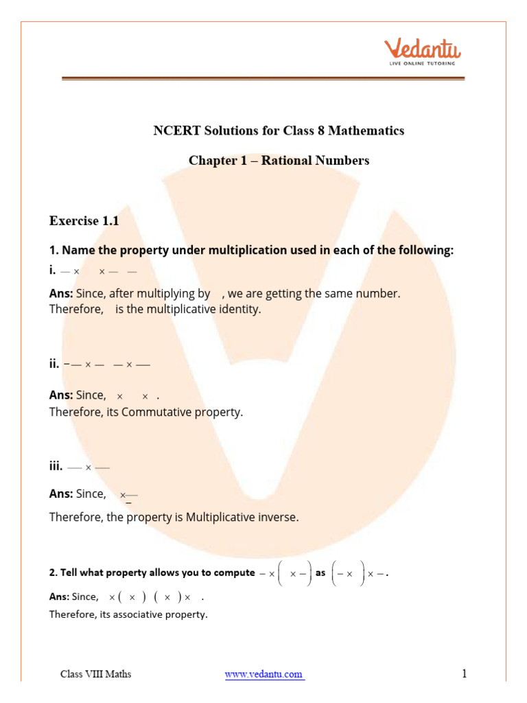 NCERT Class 8 Maths: Rational Numbers | PDF