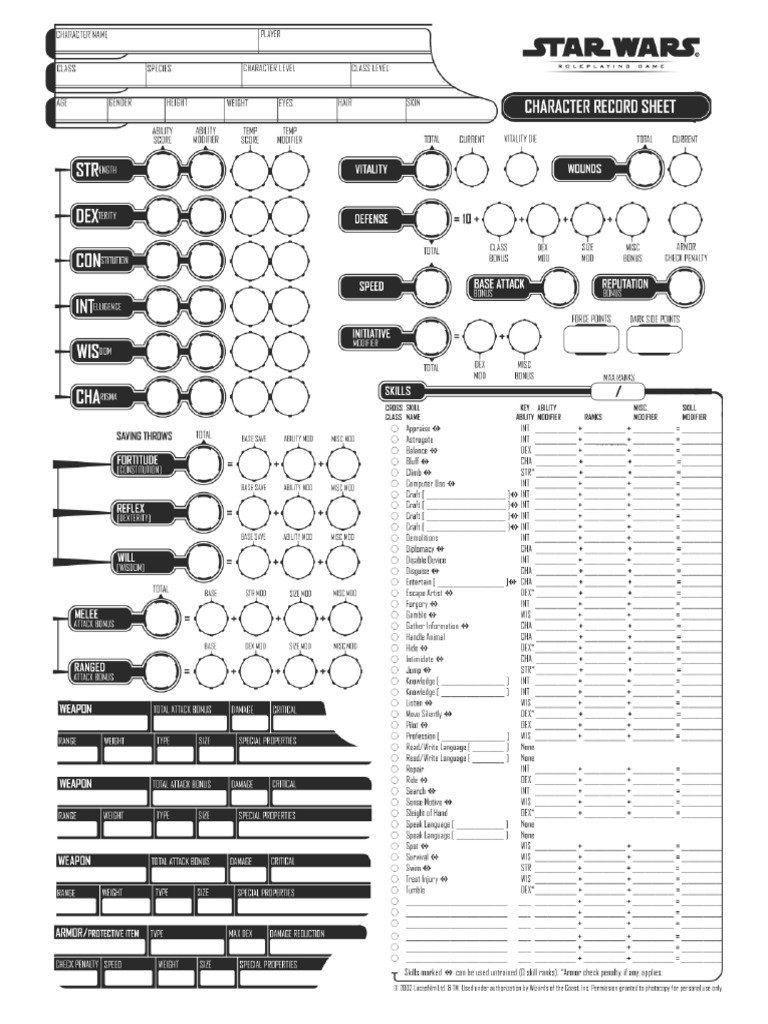 Kobayashi Maru - Character Sheet | PDF