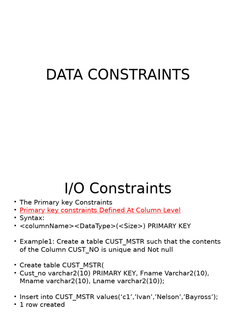 Data Constraints | PDF