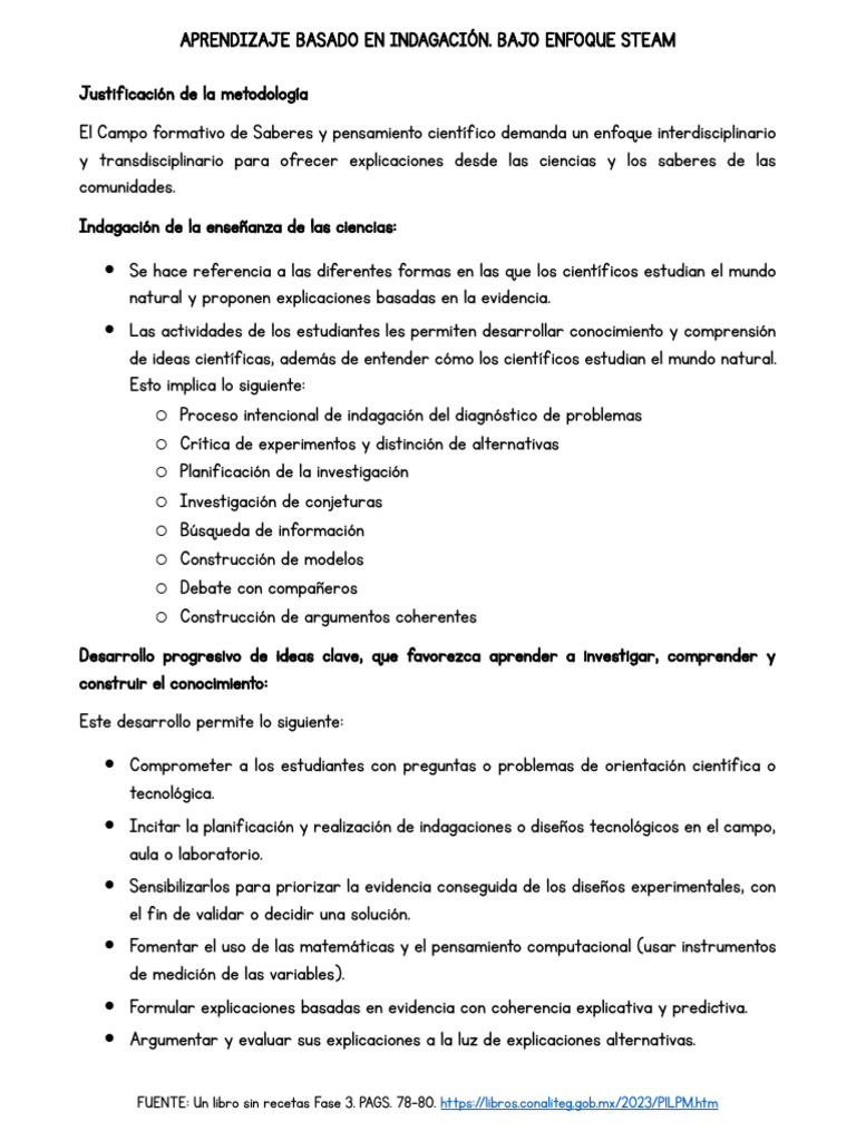 Metodología Steam - Aprendizaje Basado en Indagación | PDF