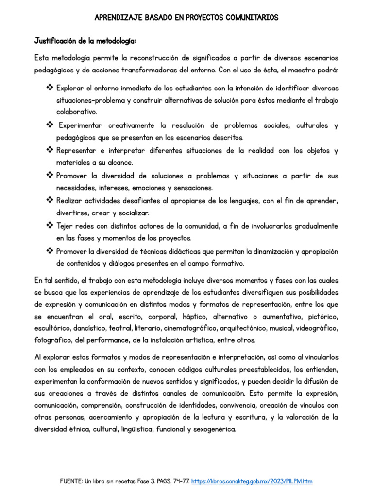 Metodología Aprendizaje Basado En Proyectos Comunitarios Pdf