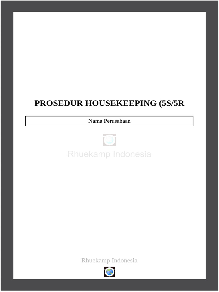 Prosedur Houesekeeping 5S 5R | PDF