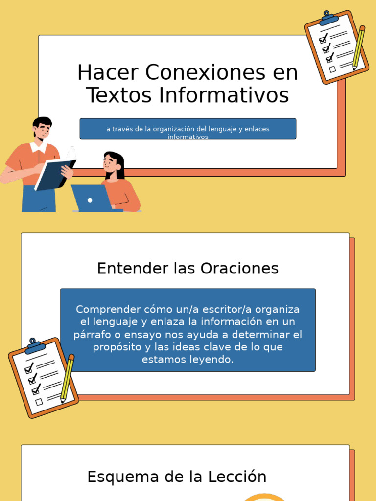 Presentación Educativa Hacer Conexiones en Textos Informativos Estilo ...