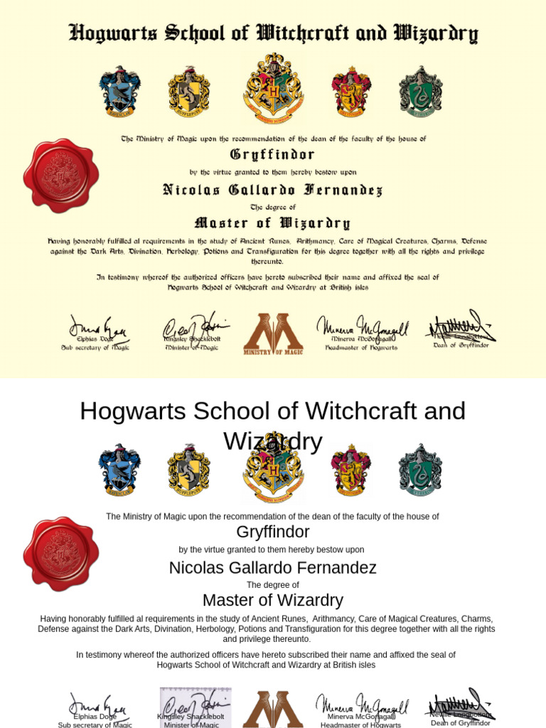 Diploma de Hogwarts | PDF