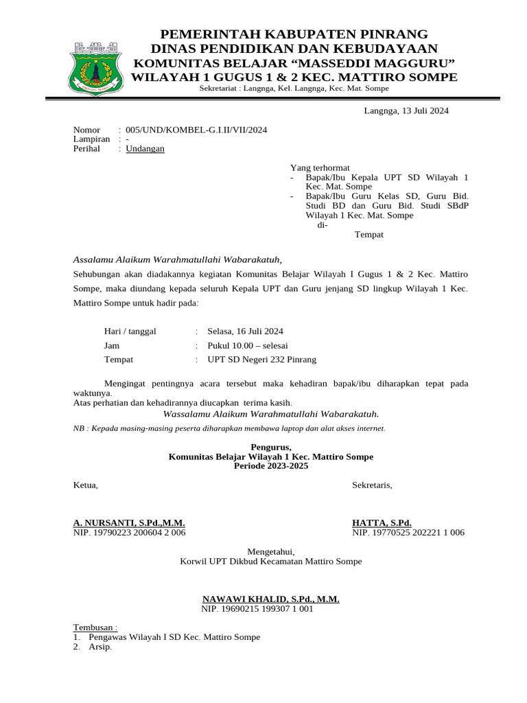 Undangan KKG 2024 | PDF