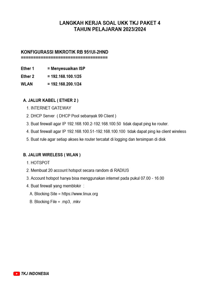 Langkah Kerja Soal Ukk TKJ Paket 4 | PDF