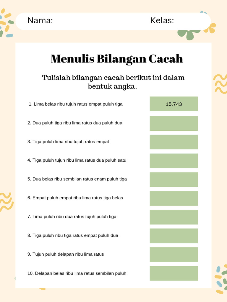 LKPD Bilangan Cacah Kelas 5-1 | PDF