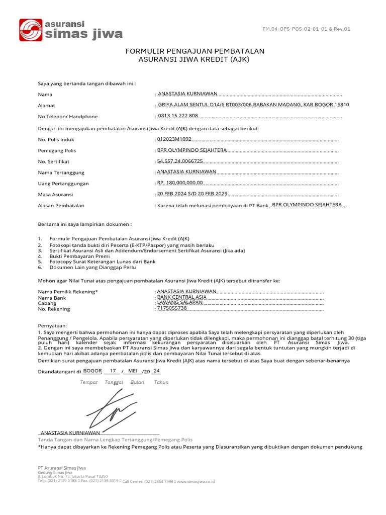 Formulir Refund Ass | PDF