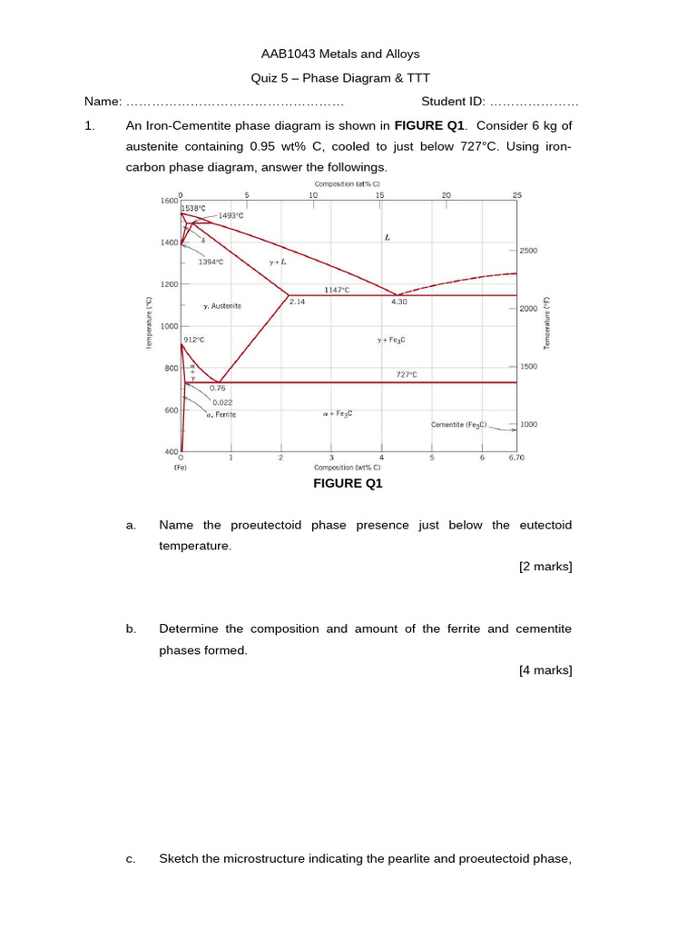 Quiz 5 Phase Diagram TTT | PDF | Teaching Methods & Materials | Technology & Engineering
