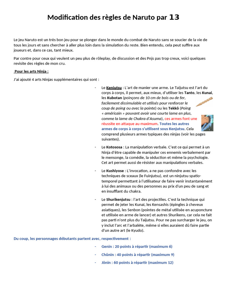 Modification Des Règles de Naruto | PDF
