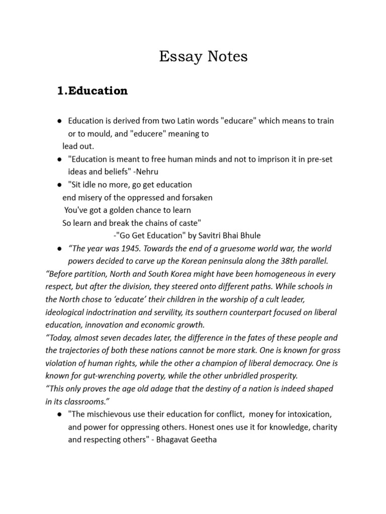 Essay Notes | PDF