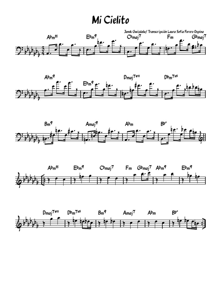 Mi Cielito Transcripción Janek | PDF