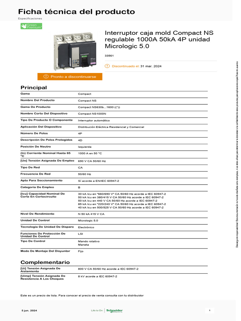 Schneider Electric - Compact-NS-630-A - 33561 | PDF