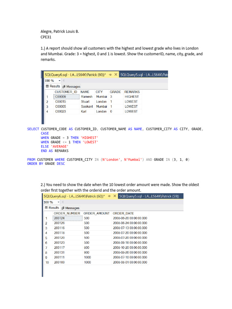 MSSQL Lab3 | PDF
