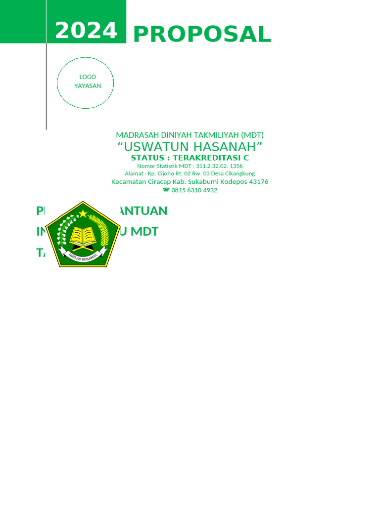 Proposal Pencairan Insentif Guru MDT 2024 | PDF
