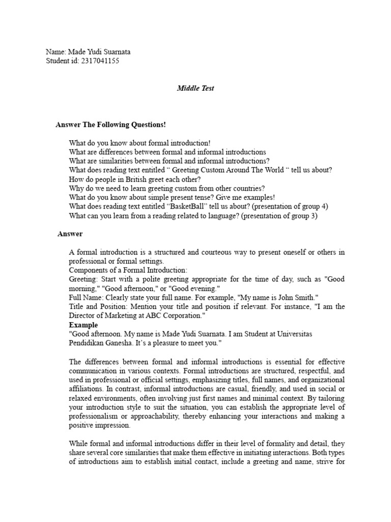 Middle Test - Made Yudi Suarnata - 2317041155 | PDF