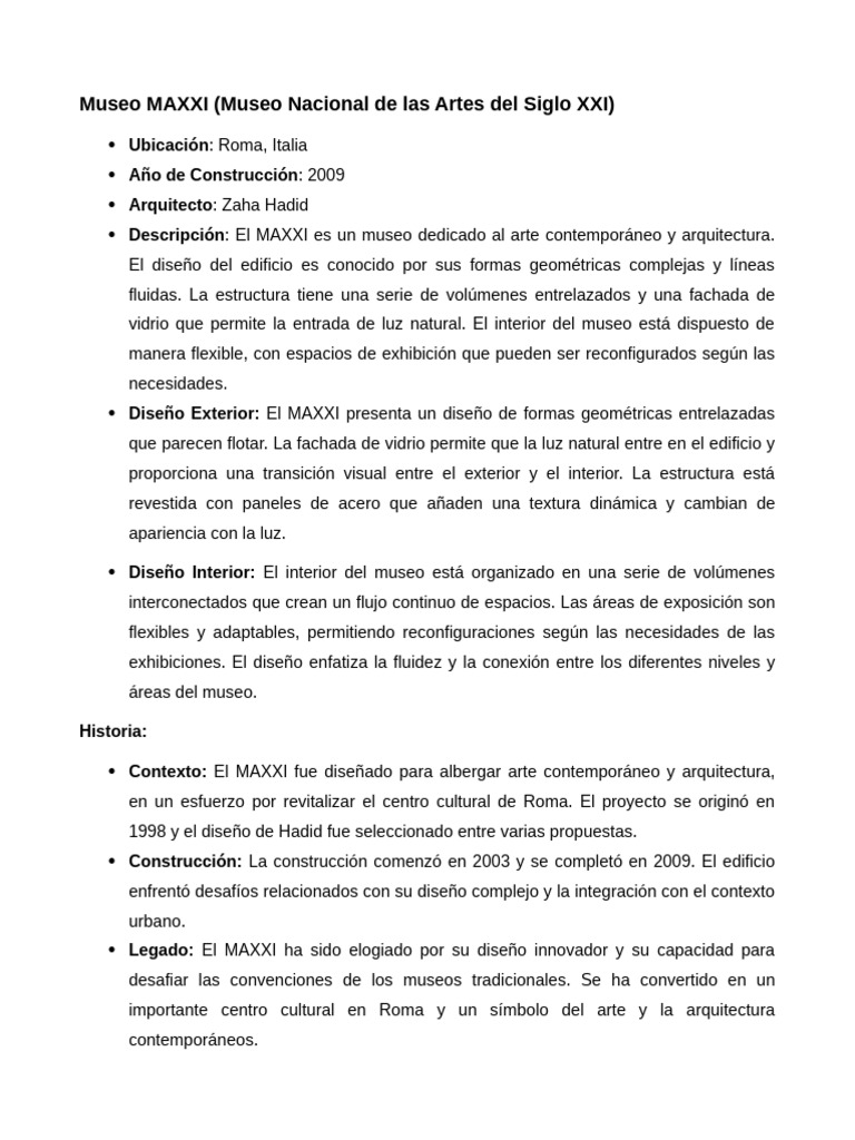 FICHA ESTUDIO - Museo MAXXI | PDF
