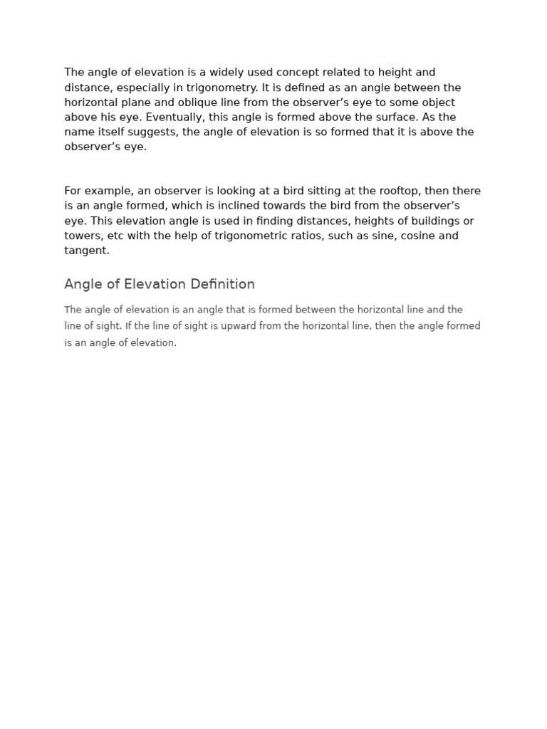 Angle of Elevation | PDF