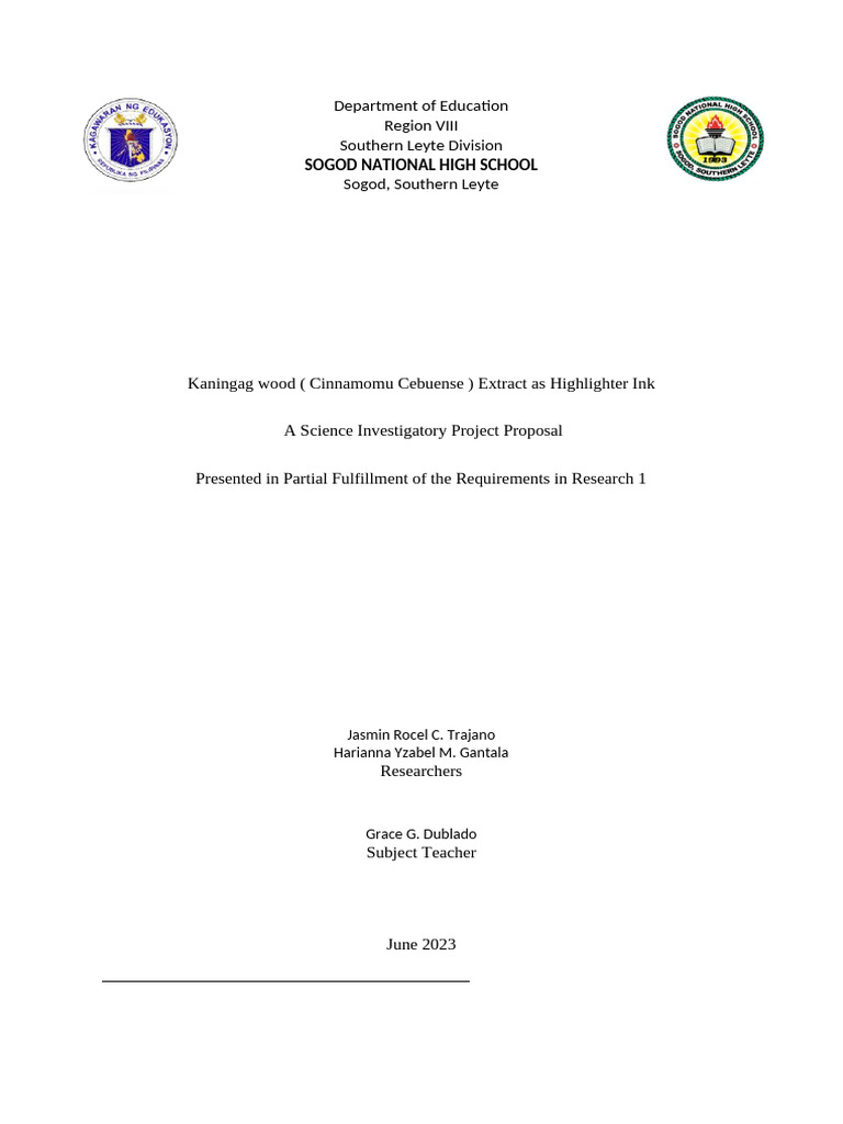 Cover Page Kaningag Wood | PDF