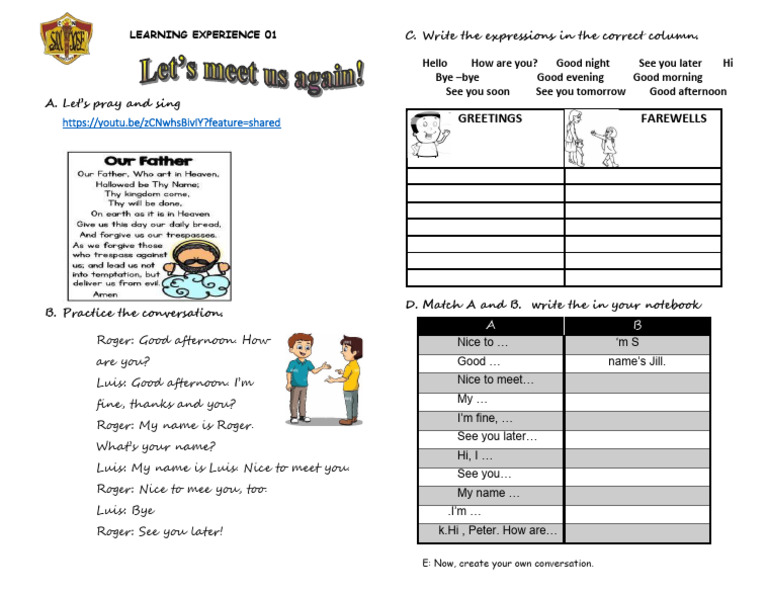 English Greetings Exercise | PDF