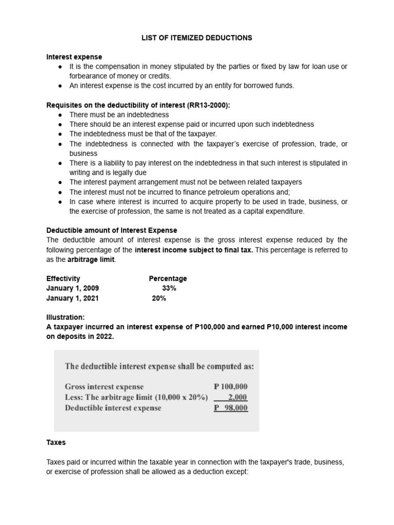 Ordinary Allowable Itemized Deduction | PDF