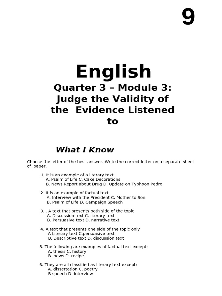 Eng9 Mod3 | PDF