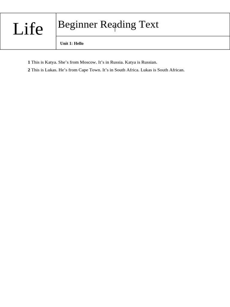 Beginner Unit1 ReadingText Page12 | PDF