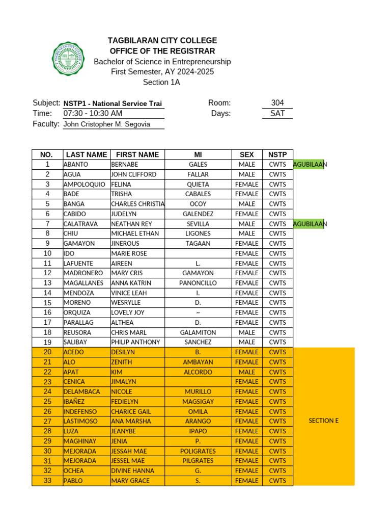 CWTS 1 BS Entrep A.Y 2024 2025 | PDF