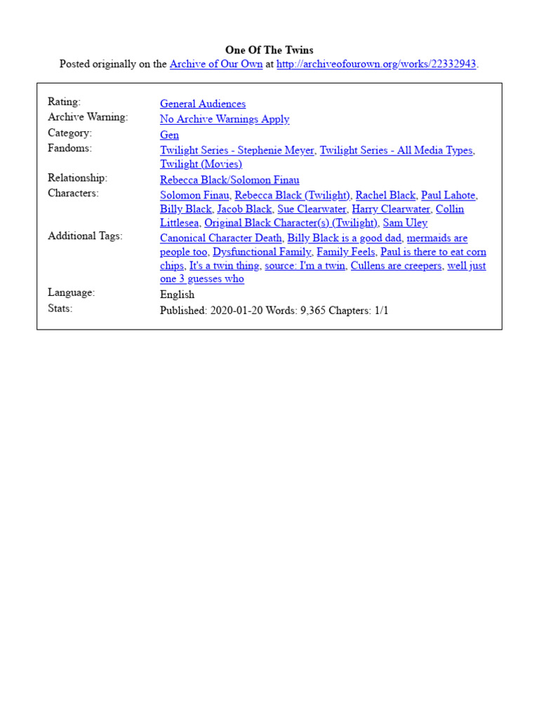 One of The Twins | PDF