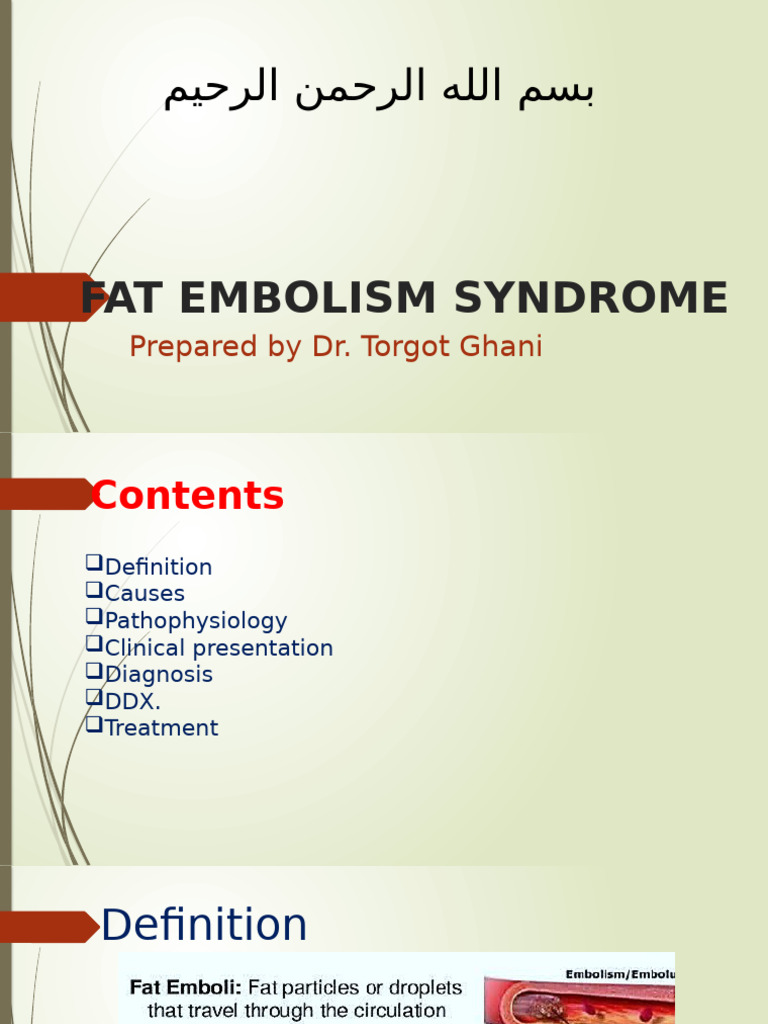 Fat Embolism by Dr. Torgot Ghani | PDF
