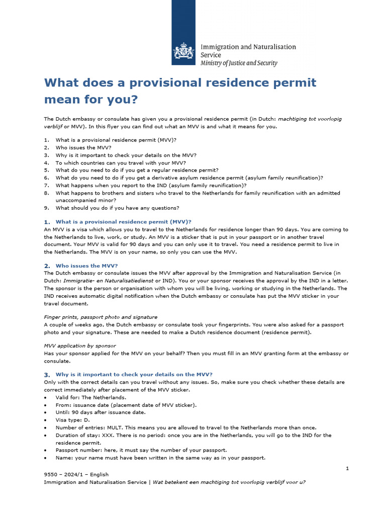 What Does A Provisional Residence Permit Mean For You?: Machtiging Tot ...