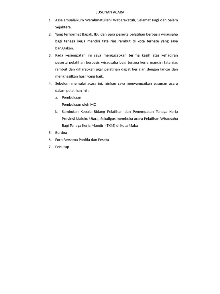 Susunan Acara Tata Rias Rambut | PDF