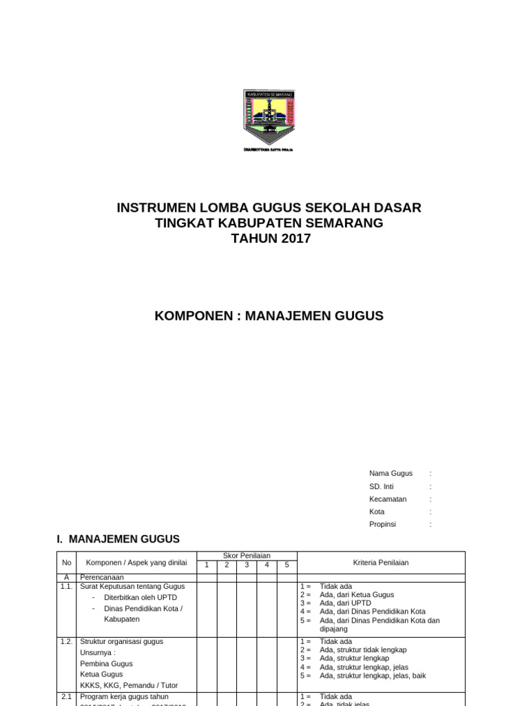 (1 A) Instr Manajemen Gugus SD | PDF