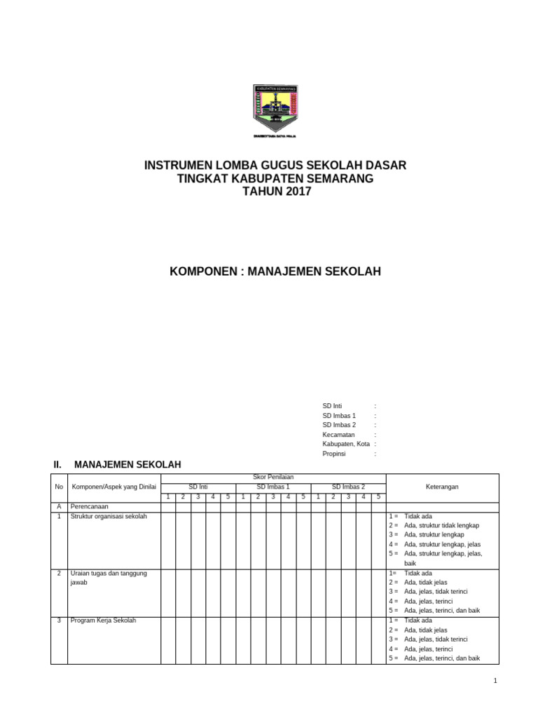 Instr Manajemen Sekolah SD | PDF