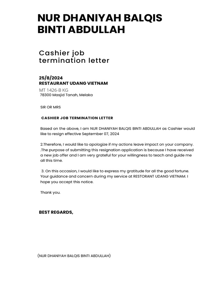 Red Modern Minimalist Resignation Letter | PDF