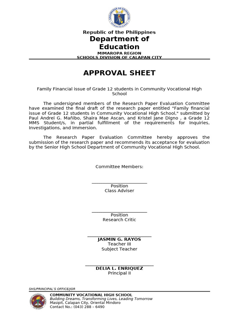 Approval Sheet | PDF