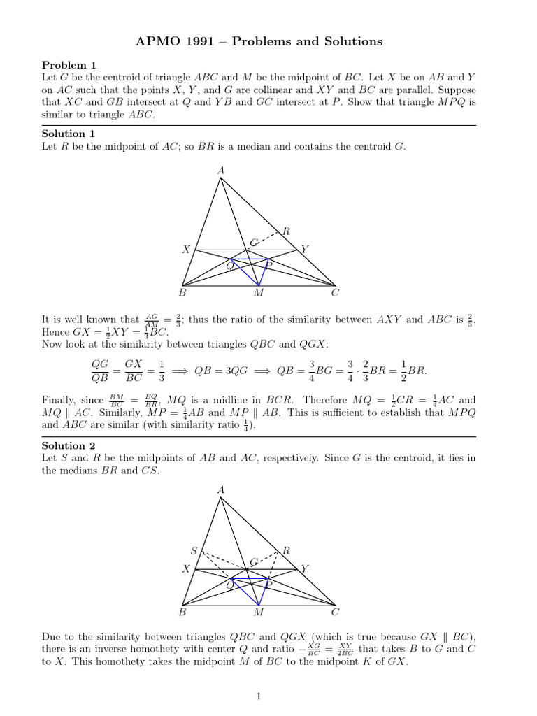 ApMO 1991 Solutions | PDF