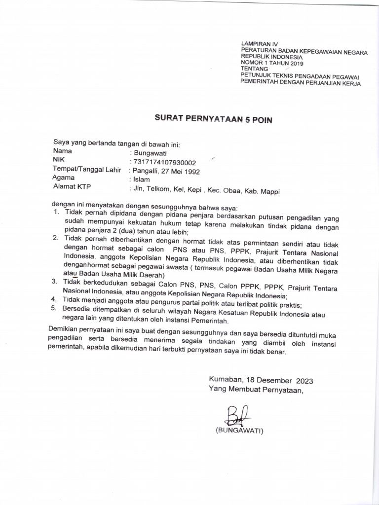 Bunga Surat Pernyataan 5 Poin | PDF