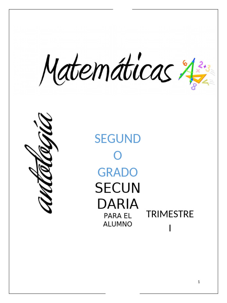 2o ALUMNO-CUADERNILLO DE MATEMATICAS 1ER T | PDF
