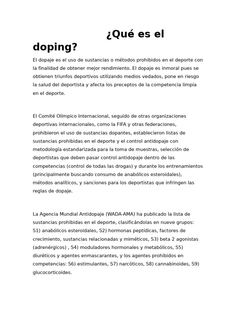 Qué Es El Doping | PDF