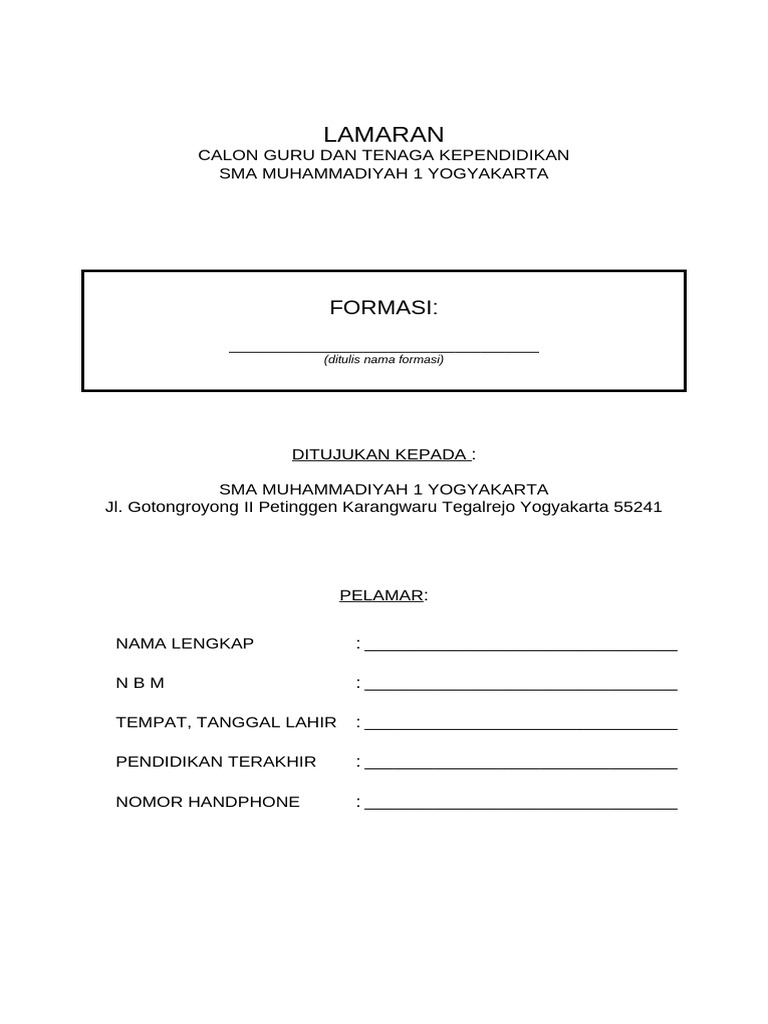 Form Lamaran GTK Baru 2024 | PDF