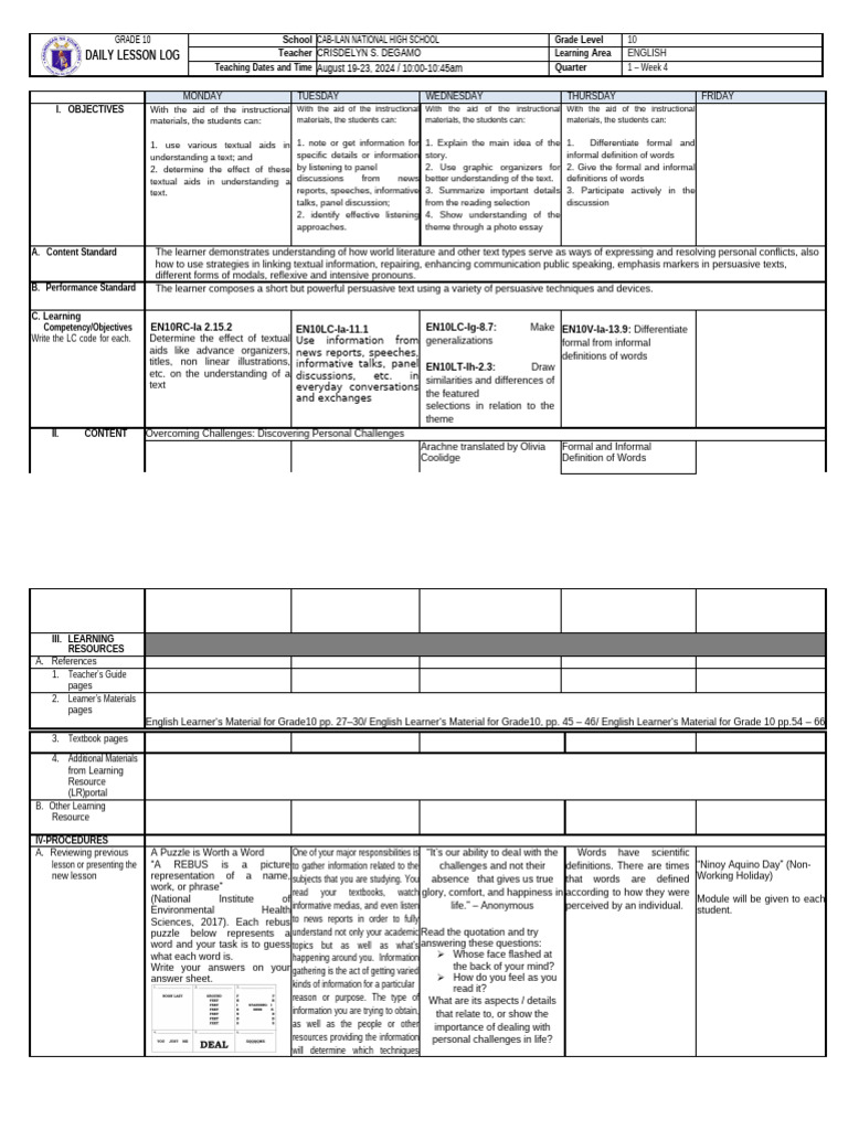 English 10 Q1-W4 | PDF