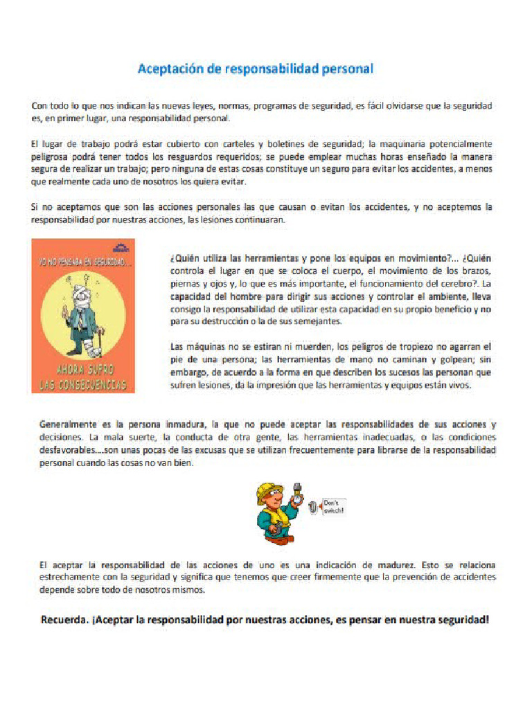Aceptacion de Responsabilidad Personal | PDF