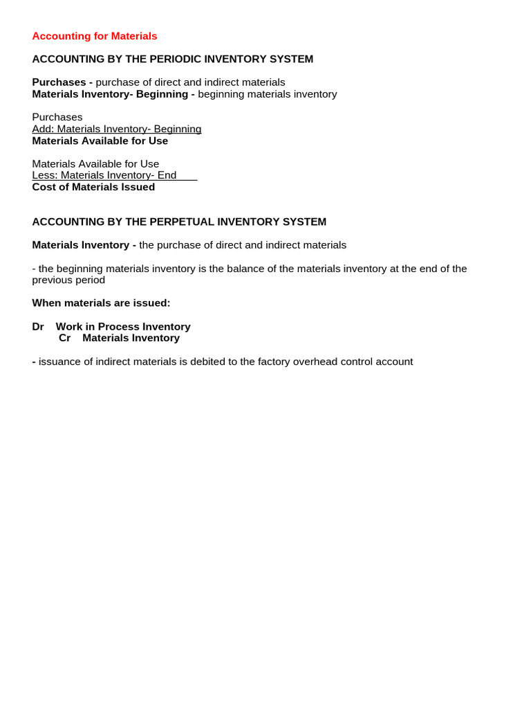 Accounting For Materials | PDF