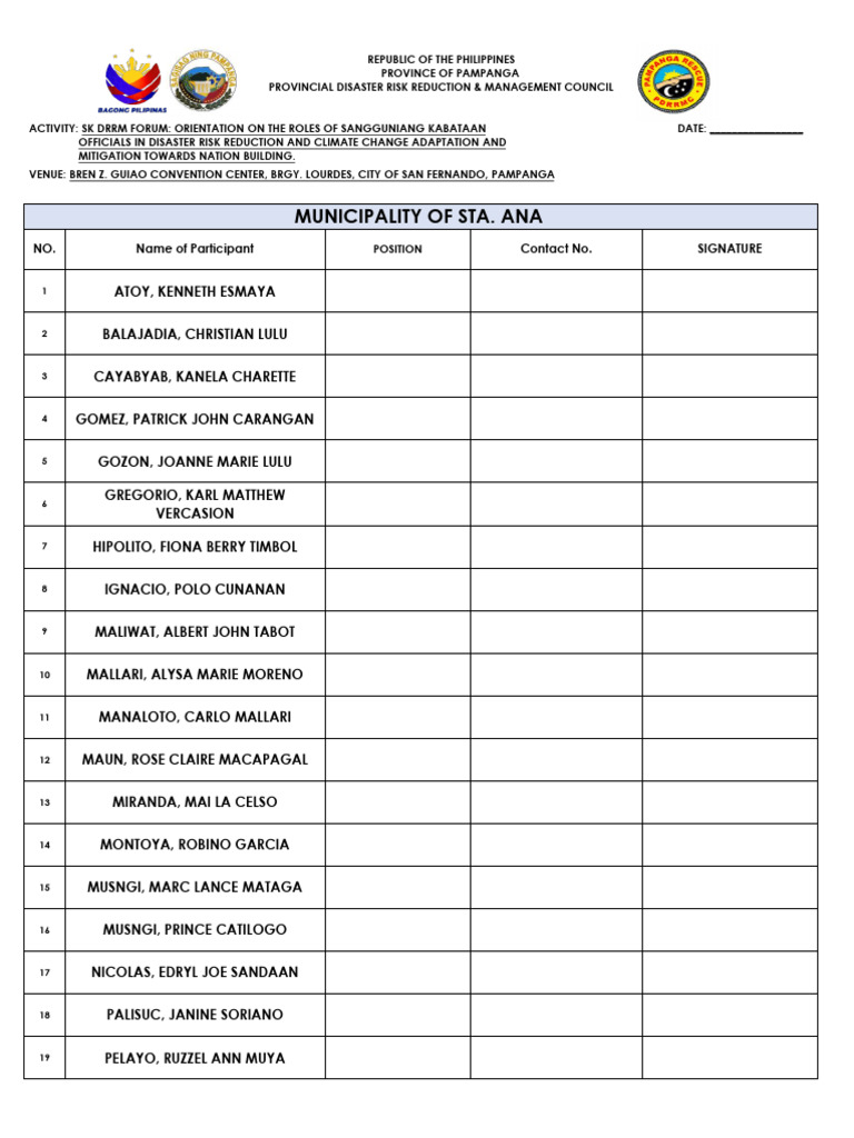 SK Attendance 2024 Aug 22 2024 Sta Ana | PDF