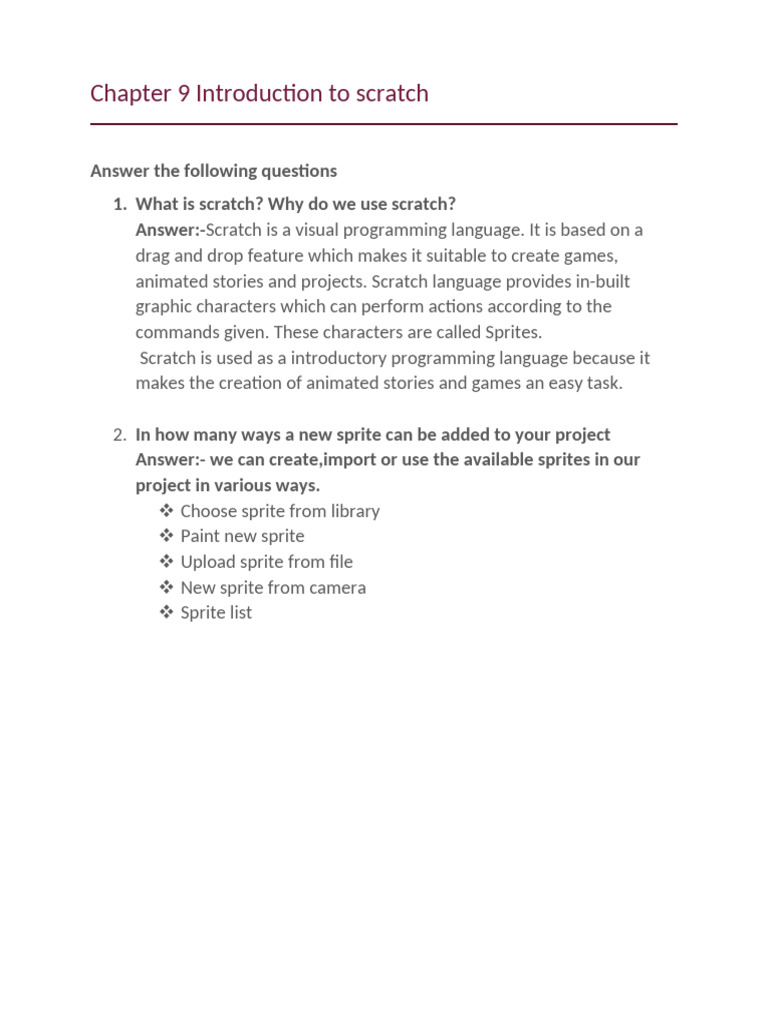 Chapter 9 Introduction To Scratch | PDF | Computers