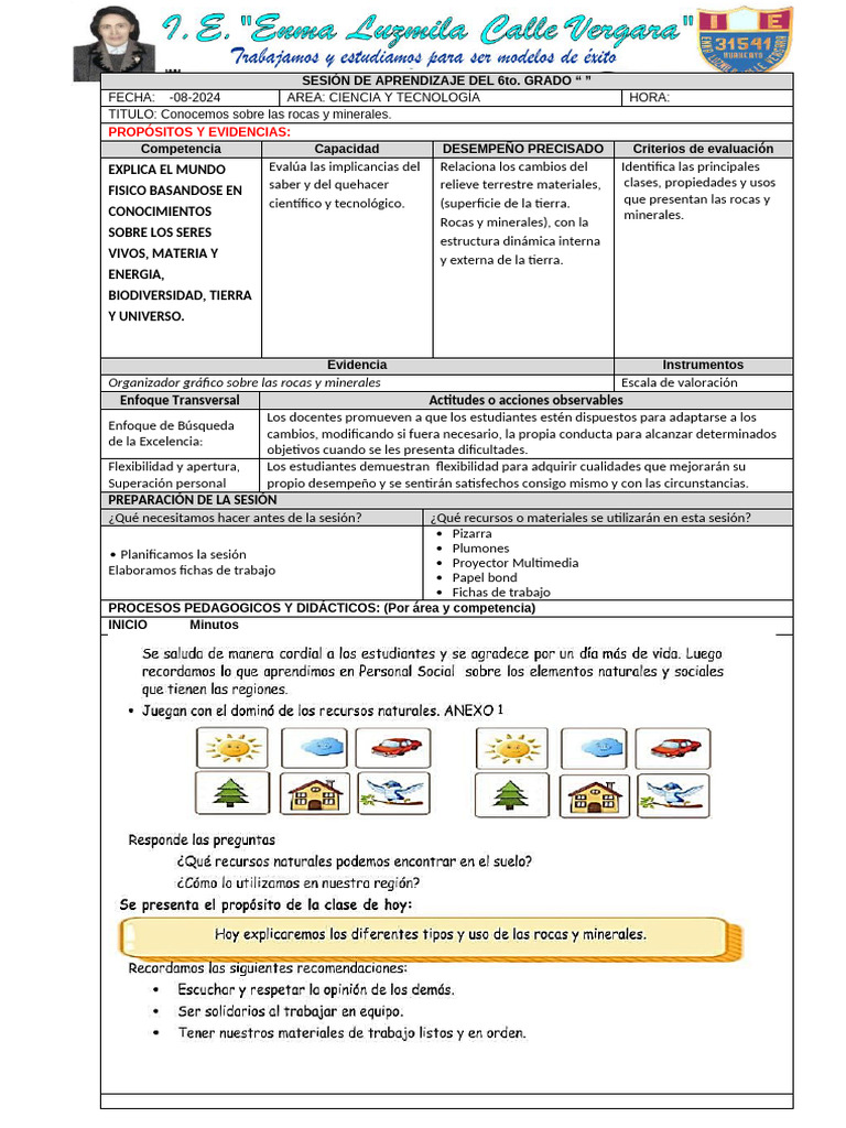 SESION C&T. Rocas y Minerales 6° | PDF