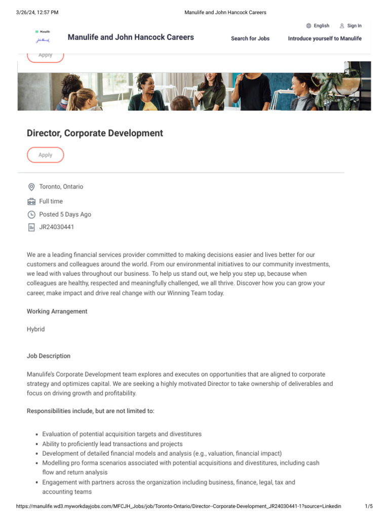 Manulife and John Hancock Careers | PDF